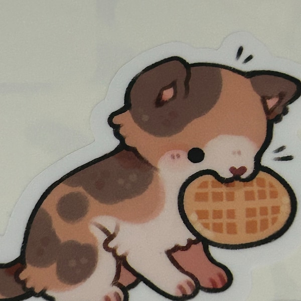 Waffle Cat Sticker / Cat Sticker / Kitten Sticker / Cute Animal Sticker ...