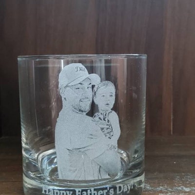 Etched Picture Rocks Glass Father's Day, Dad Gifts, Personalized ...