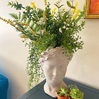 Personalized Greek Goddess Head Planter: Cement Woman Bust Face Pot ...