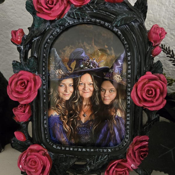 3 People the Witch Family Portrait, Custom Witch Portrait, Family ...