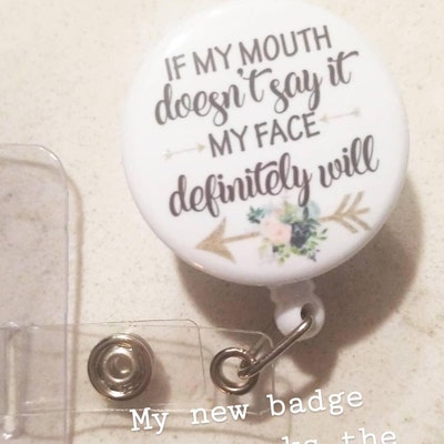 Sarcastic Badge Reel, Retractable Name Badge Holder, Funny ID Badge ...