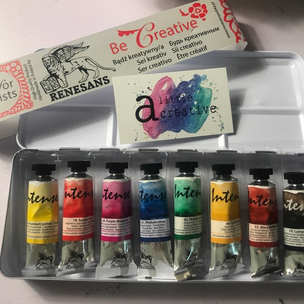 Renesans Intense Watercolor Paint Set of 8 15ml Tubes With Palette - Etsy