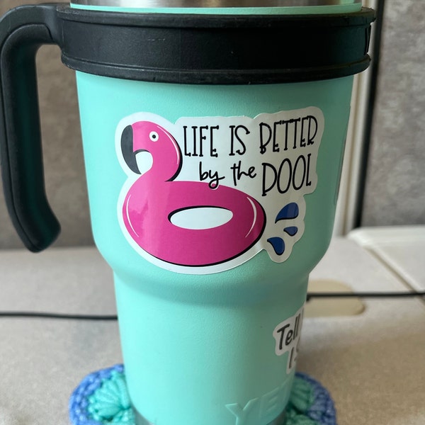 Life is Better by the Pool Sticker | Pink Flamingo Floaty | Summer ...
