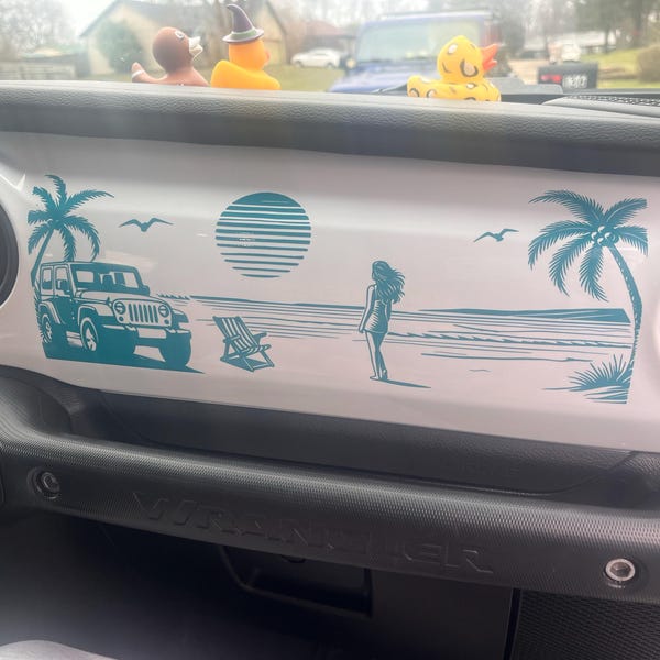 Custom Beach Wrangler/gladiator Dashboard Glove Box Vinyl Decal Sticker ...