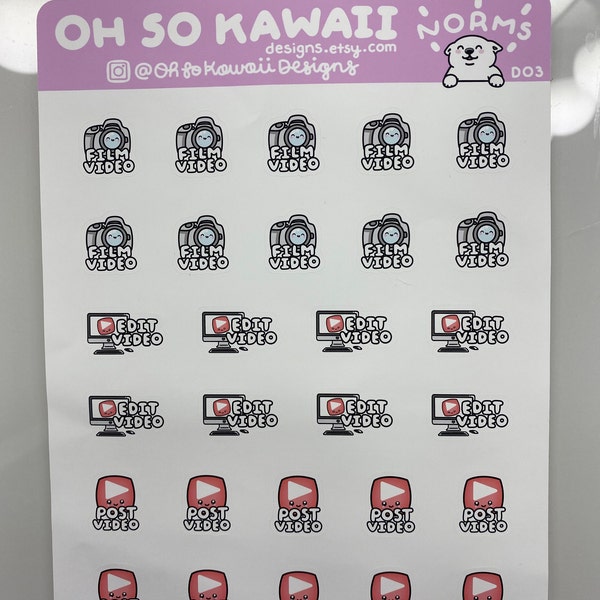Kawaii Youtube Blogger Planner Stickers - Youtube Stickers - Youtube ...