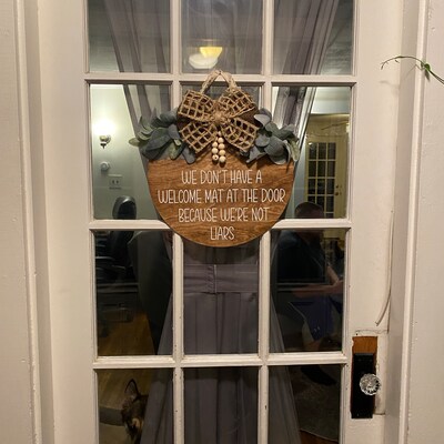 Round Wooden Door Sign With Funny Saying / Sarcastic Door Hanger for ...