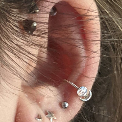 Moon Phases Conch Hoop, Celestial Conch Piercing 14 Gauge, Conch Hoop ...