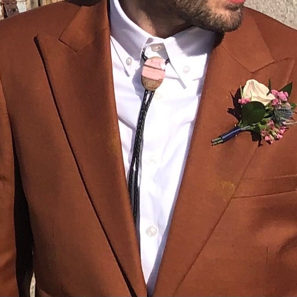 Bolo Tie, Garden Club Series, Orchid Plant, Genuine White Leather Cord ...