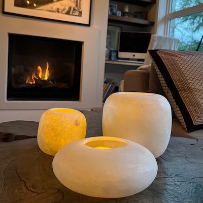 Egyptian White Alabaster, ALABASTER Handcrafted CANDLE HOLDER . Tea ...