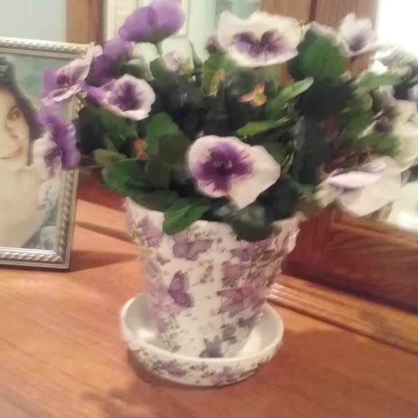 Decorated Butterfly Flower Pot, Decorated Butterfly Terra Cotta Pot and ...