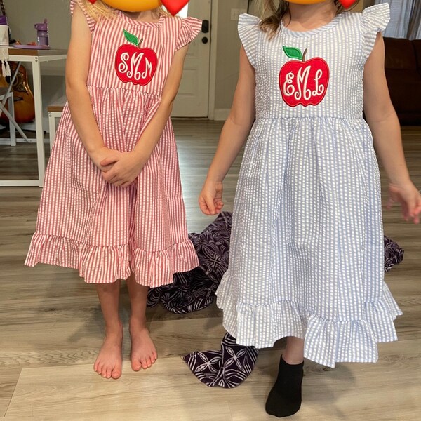 Monogram Back to School Apple Dress for Baby Toddler Girls Kids Apple ...