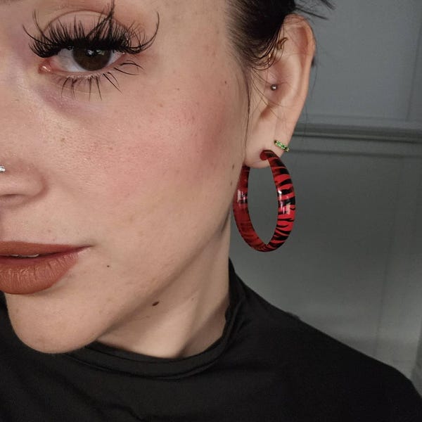Y2K Vintage Glitter Leopard Print Hoop Earrings | Mcbling | Trashyy2k ...
