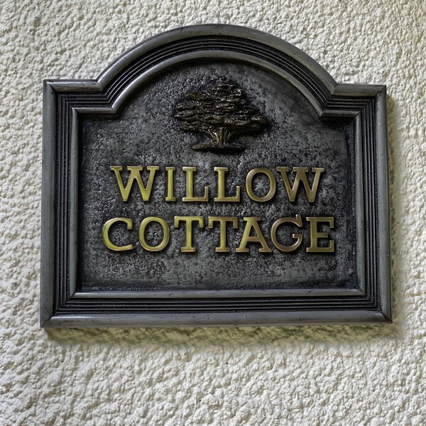 Floral Roses Garden House Sign, House Name Sign in Cold Cast Bronze and ...