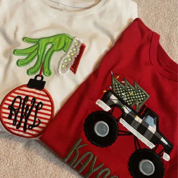 Green Monster Hand Monogram Applique Digital Machine Embroidery Design ...