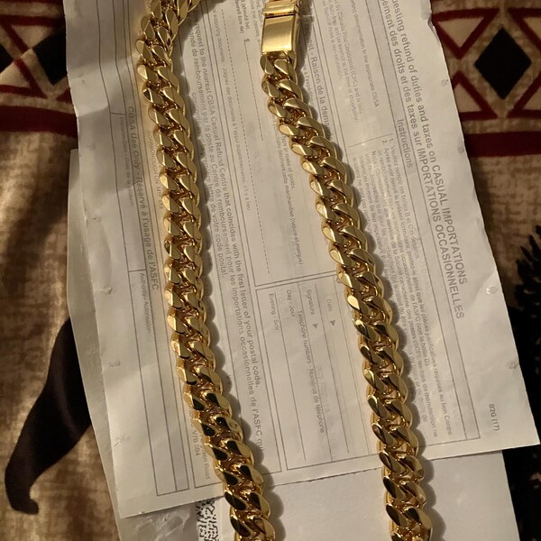 11MM 18K Cuban Link Chain Necklace for Men and Women Hip Hop Miami ...