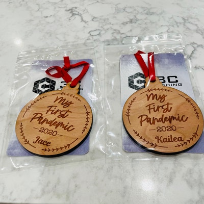 My First Pandemic 2020 Engraved Wooden Funny Christmas Ornament Charm ...