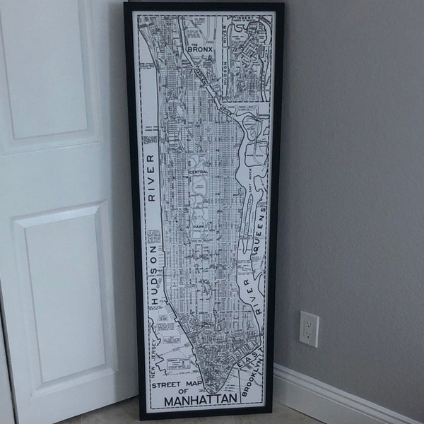 Manhattan Map Print : - Street Map of Manhattan - Archival New York Map ...