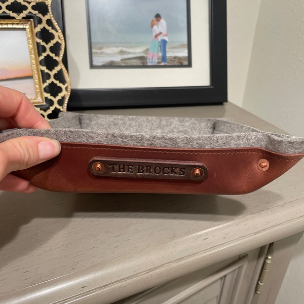 7th Year Wedding Anniversary Wool Copper Gift, Personalized Leather ...