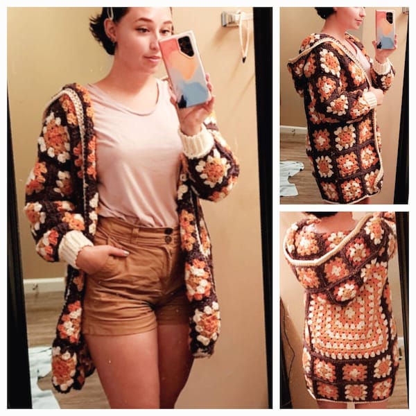 Chill Out Granny Square Hooded Jacket Pattern - Etsy
