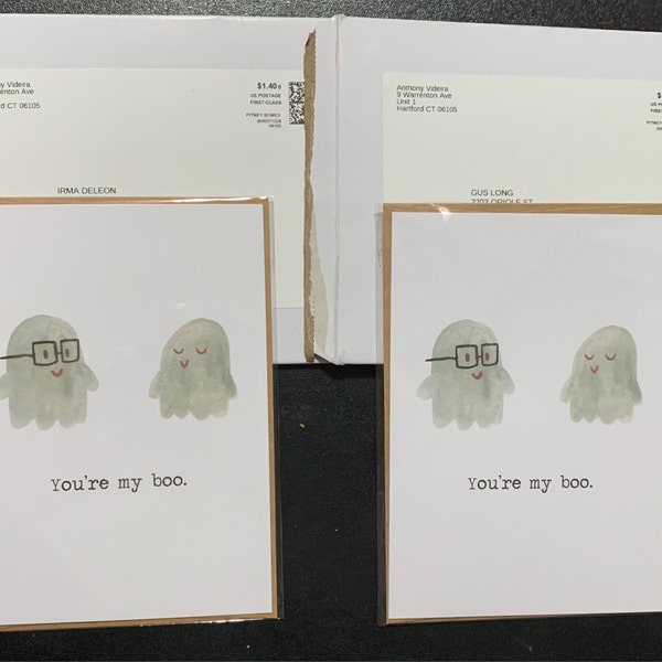 You're My Boo Watercolor Card - Spooky Love Greeting for Couples ...