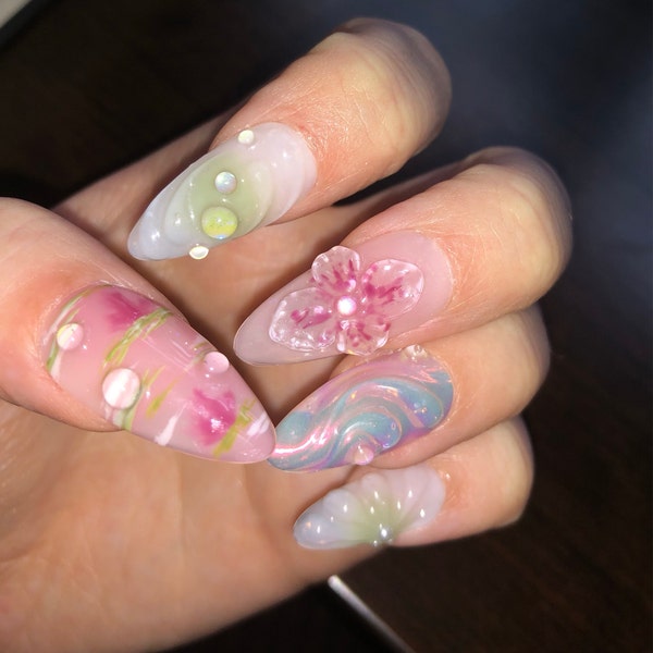 FAYE | Fairycore Aesthetic Press on Nails | Jade Aurora Nails | Lily ...
