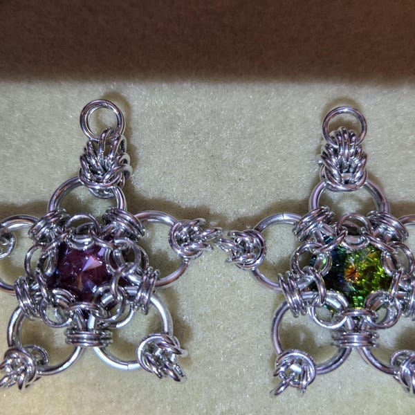 Starry Eyed Chainmaille Pendant Tutorial - 4 Sizes Rivoli Capture - Etsy