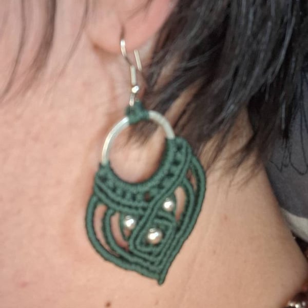 Macrame Earrings, Handmade Earrings, Asymmetric Hoops Earring, Handmade ...