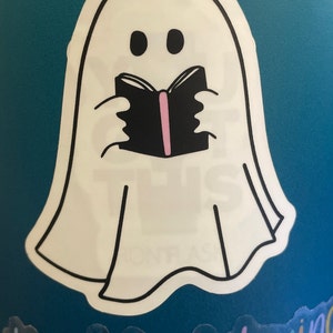 Bookish Ghost Sticker Cute Ghost Sticker Spooky Sticker Vinyl Sticker ...