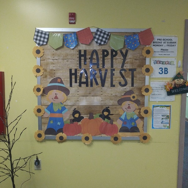 Scarecrow Pumpkin Patch - Autumn - Fall Bulletin Board Kit - Etsy