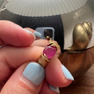 Fingers Ruby Ring Solid Sterling Minimalist Ring 925K Steling Silver ...