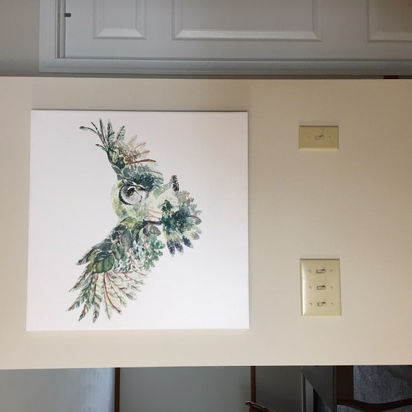 Flying Owl With Trees Leaves Forest Double Exposure Nature Animal Bird ...