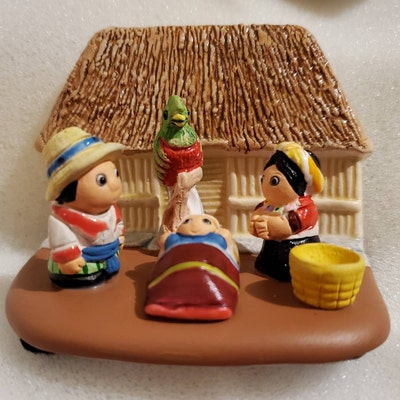 Egyptian Nativity Scene Handmade in Clay 1 Block 3.8x2.2x2.9 High ...