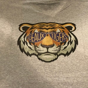 LSU Tiger Face With Tiger in Script Tiger Purple and Gold PNG - Etsy