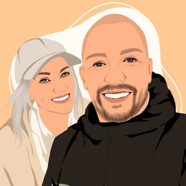 Couple Portrait, Gift for Couple, Faceless Portrait, Engagement Drawing ...