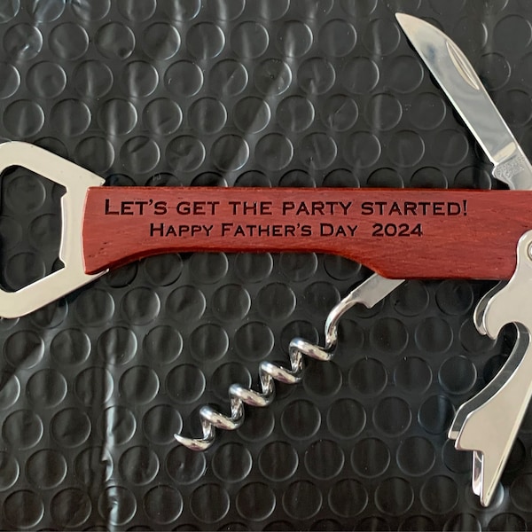 Engraved Corkscrew Opener, Personalized Wood Bottle Opener, Wine ...