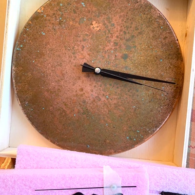 Farmhouse Copper Clock Patina Wall Clock Art Rustic Wall Decor Gift for Her L Copper Wall Clock ...