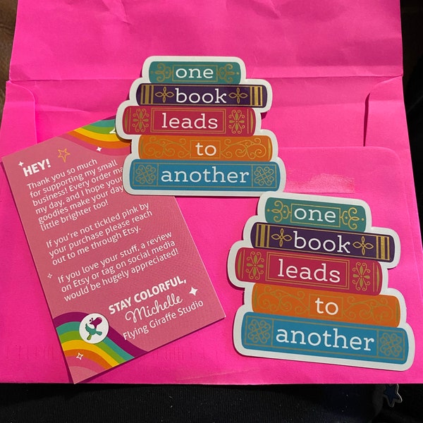 One Book Leads to Another Sticker | Stack of Books Bookish Decal for ...