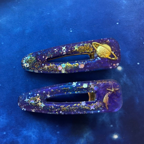 NEW COLORS! Galaxy Resin Hair Clips | Space Themed Barrettes - Etsy