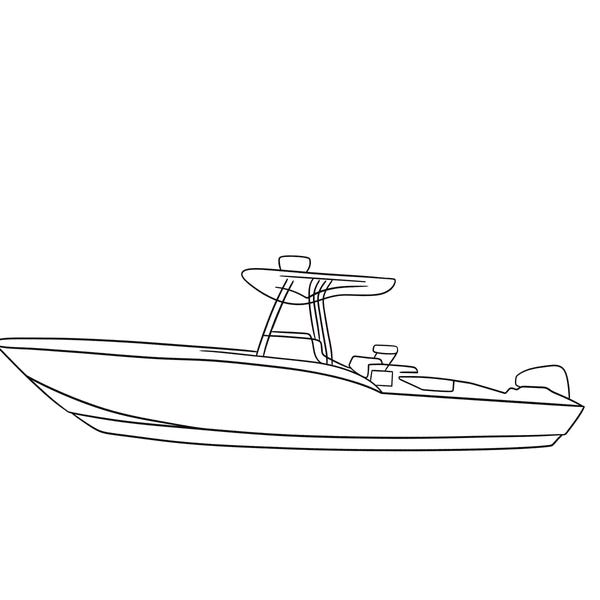 Boat Line Drawing From Photo - Custom Boat Outline Portrait - Boat One ...