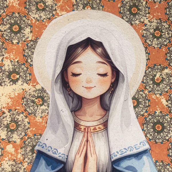 Cute Virgin Mary PNG, Adorable Virgin Mary Graphics, Digital Download ...