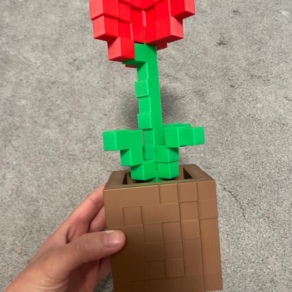 Minecraft Style Rose - Custom Colors - Desk Accessory - Gift for Gamers ...