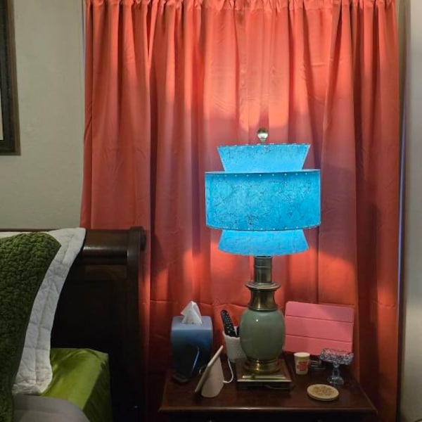 Mid Century Vintage Style Tapered 3 Tier Fiberglass Lamp Shade Teal ...