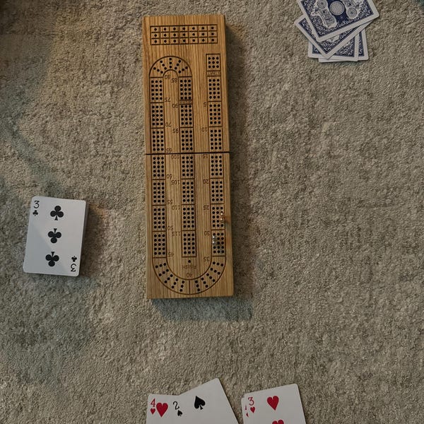 Folding Cribbage Board - Personalized Hardwood With Metal Pegs and Card Storage - Etsy
