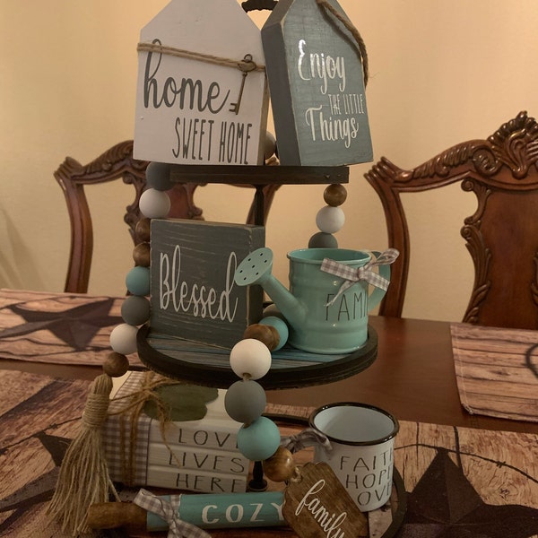 Family Decor Bundle, Tiered Tray Decor, Rae Dunn Inspired, Farmhouse ...