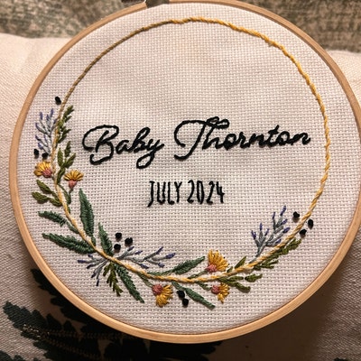 Customised Anniversary or Wedding Embroidery Hoop Pattern, Beginner ...