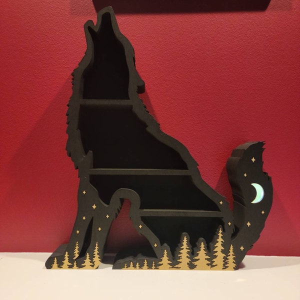 Coppermoon Handmade Wolf Shelf, Wolf Wall Art, Wolf Wall Decor, Crystal ...