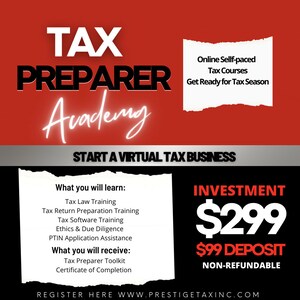 Tax Preparer Academy Flyer Tax Services Tax Preparer Tax Class DIY ...