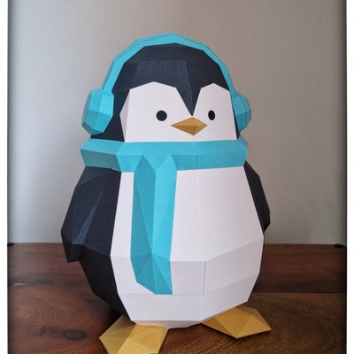 Penguin Papercraft Sculpture, Earmuffs Penguin - Etsy