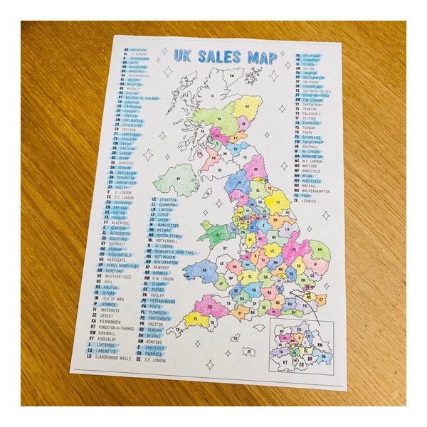 UK Postcode Sales Map DIGITAL DOWNLOAD, Small Business Tracker, Sales ...
