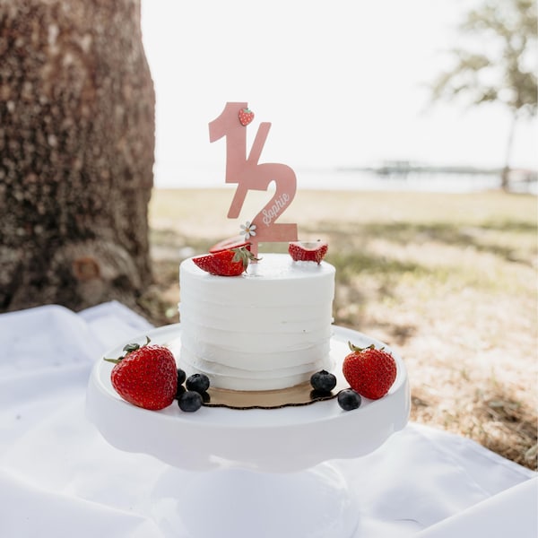 Khaki Gingham Cake Topper, Beige Gingham First Birthday, Khaki Gingham ...
